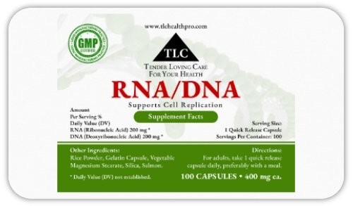 TLC HEALTH RNA/DNA - 100 Caps 400 mg - Supports Cell Anti Aging ...
