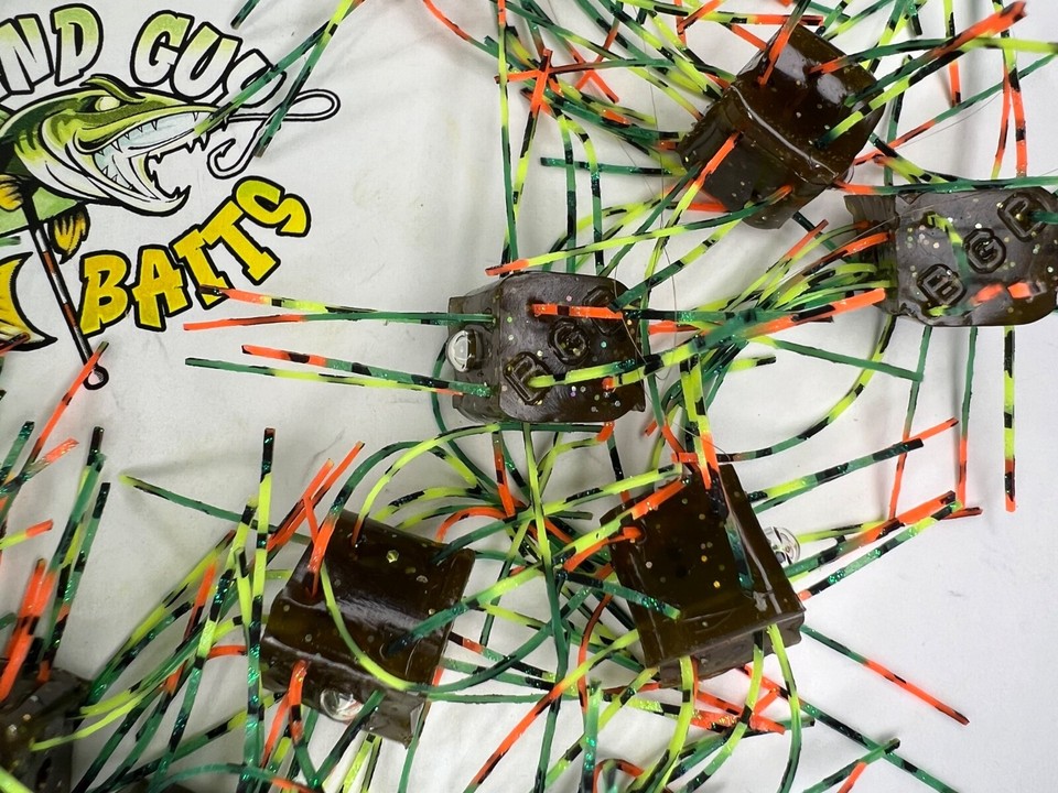 Custom Fuzzy Dice Baits Green Pumpkin Magic with Perch wigglers ...