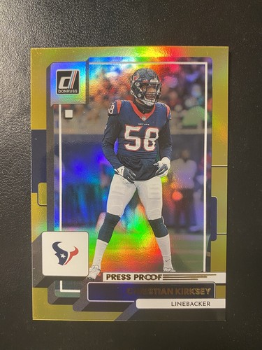 2022 Donruss Gold Holo Press Proof Christian Kirksey Houston Texans #45 ...