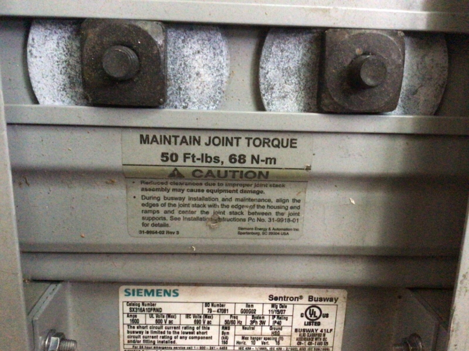 SIEMENS SX316A10FRND 1600A 1600 A AMP 600V 3PH 3W SENTRON FLANGED END ...