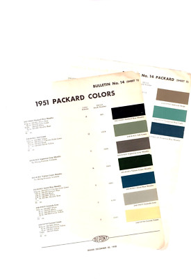 Old 1951 PACKARD Color Chip Paint Sample Brochure/Chart: Du Pont ...
