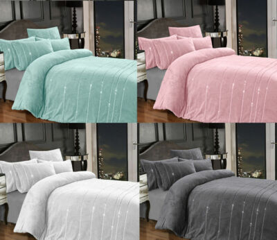 Teddy Bear Fleece Duvet Cover with Pillowcase Thermal Bedding Set BLING ...