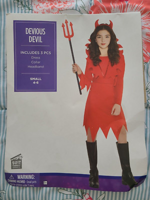 DEVIOUS DEVIL GIRLS HALLOWEEN COSTUME SIZE SMALL 4-6 | eBay