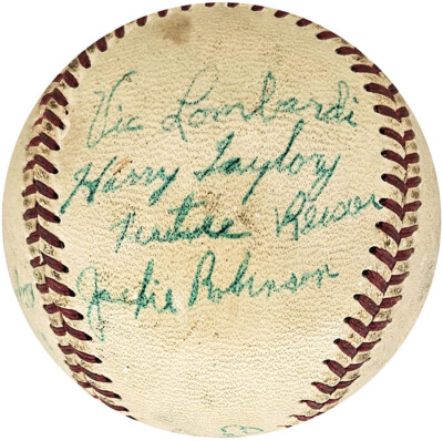 1947 Brooklyn Dodgers Signed Vintage Baseball Jackie Robinson Dixie ...