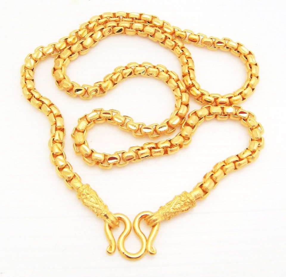 5 MM Chain Gold 22K 23K 24K THAI BAHT GOLD GP NECKLACE 24" 48 Grams ...