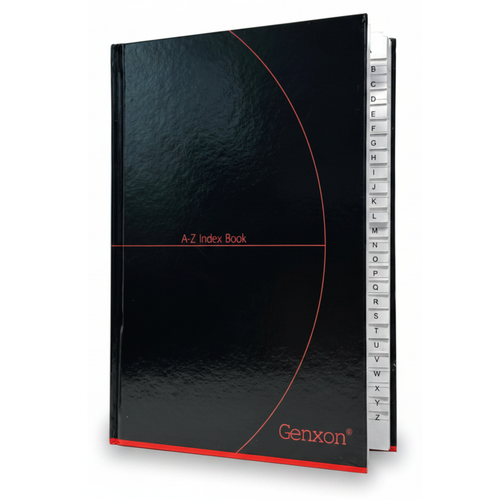 A5 Address Book A-Z Tabbed Index Black Hardback Paper Notebook Ruled ...