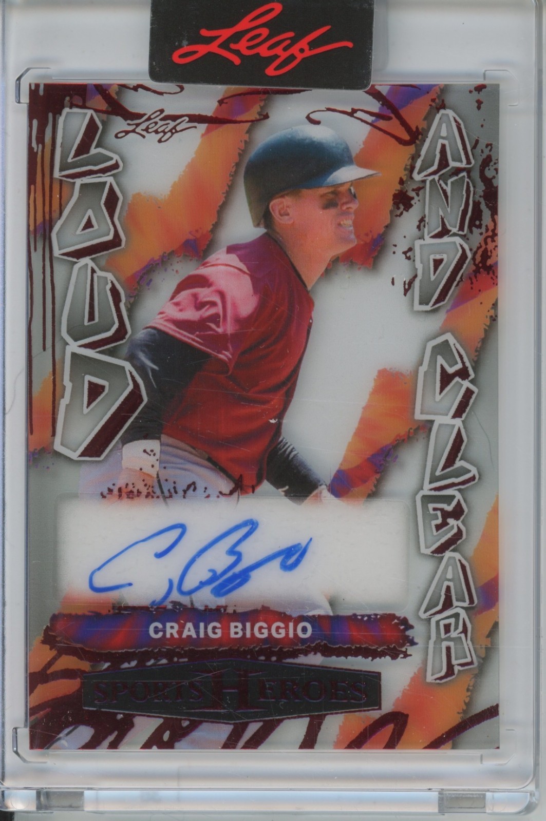 2026 Leaf Sports Heroes Loud And Clear Clear Red Craig Biggio 2/3 Auto ...