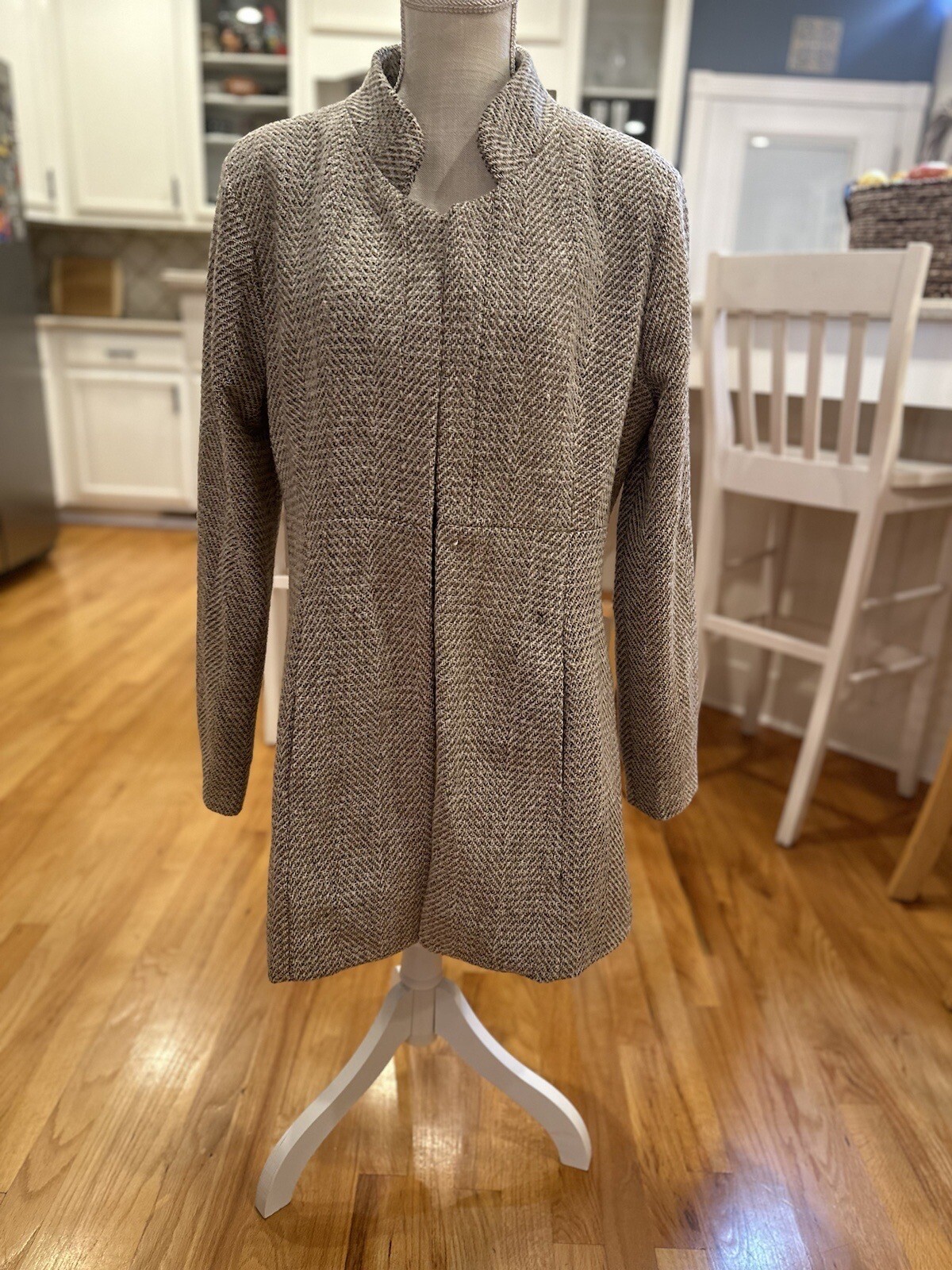 Mazik Tan Black And White Tweed Trench Coat - Gem