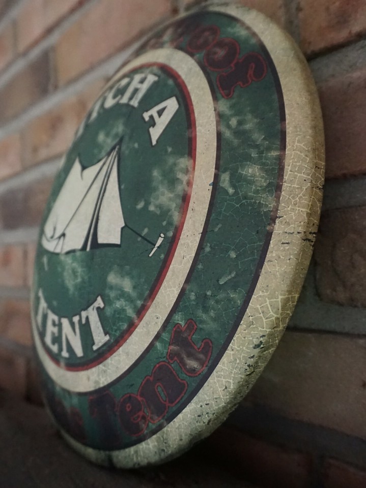 PITCH A TENT SIGN Camping Log Cabin Lodge Home Summer Camp Rustic Home ...