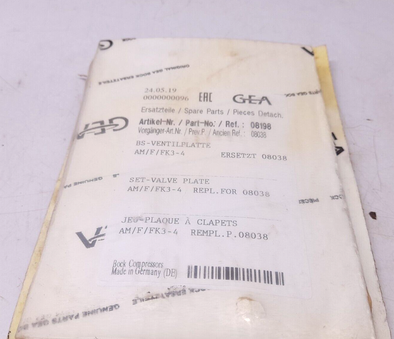 GEA 08198 Bock Compressors Set Valve Plate AM/F/FK3-4 | eBay