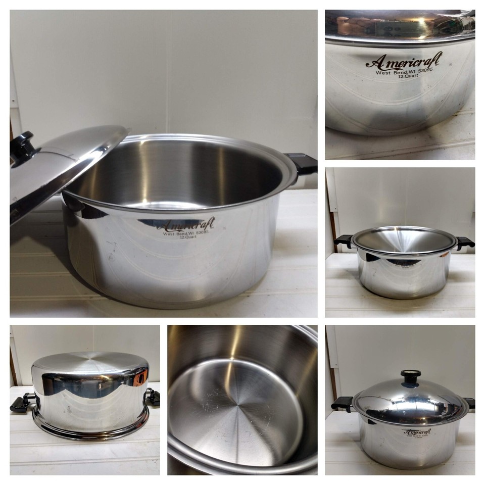 Americraft 12 Qt Dutch Oven West Bend Multi-Core Stainless Stockpot Fry ...