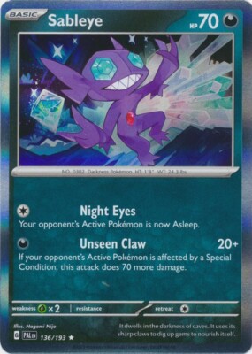 Holo Sableye 136/193 Rare Paldea Evolved Pokemon TCG | eBay