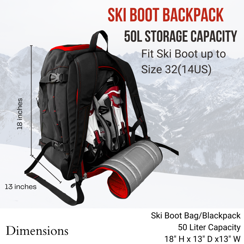 Ski snowboard Boot Bag Backpack 50L for Boots Gloves Goggles helmet ...