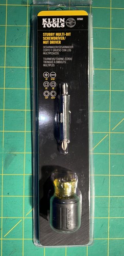 KLEIN TOOLS 32562 Stubby Multi-Bit Screwdriver/Nut Driver Cushion Grip ...