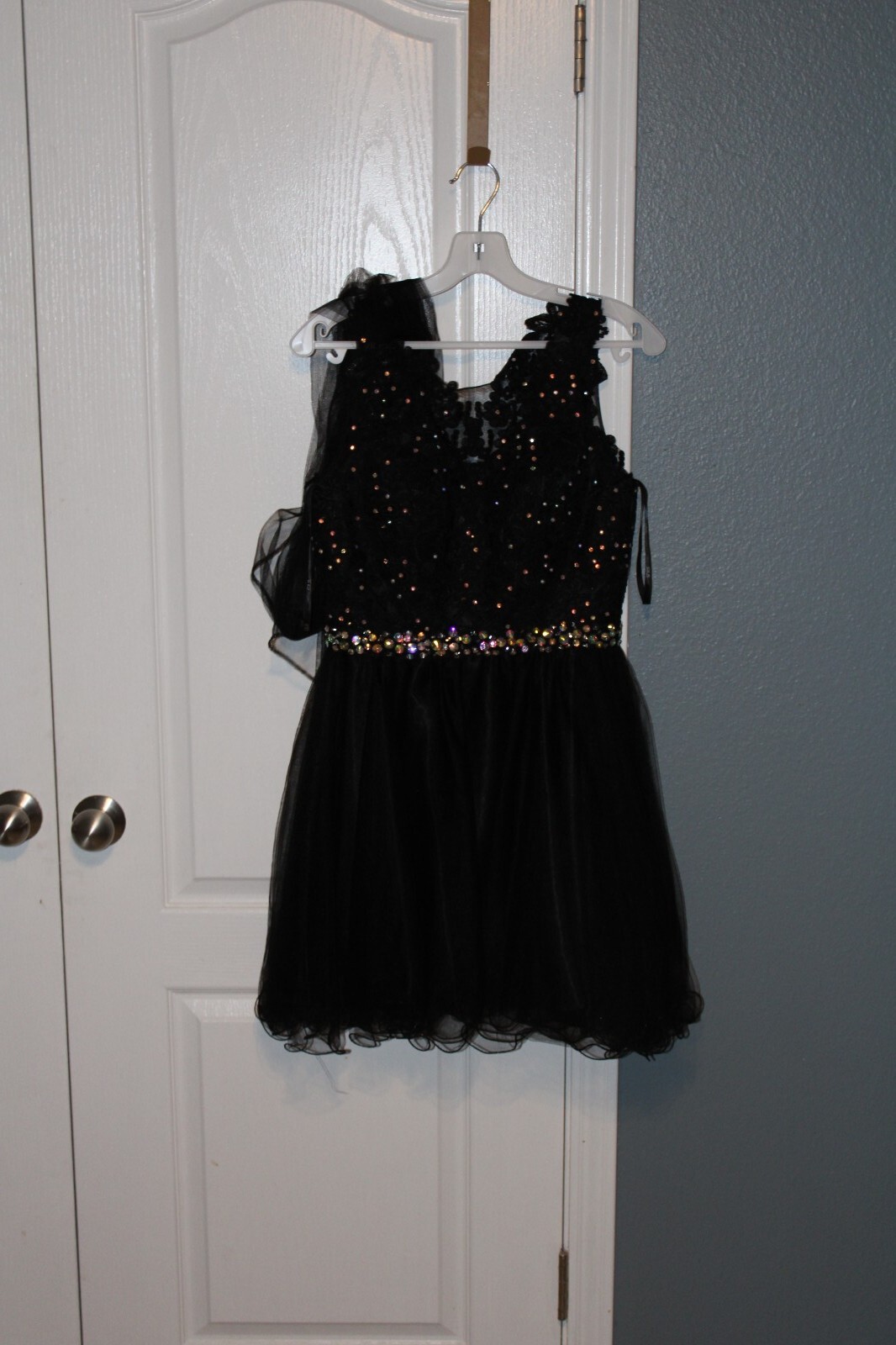 Black Short Dress Glitter Gem