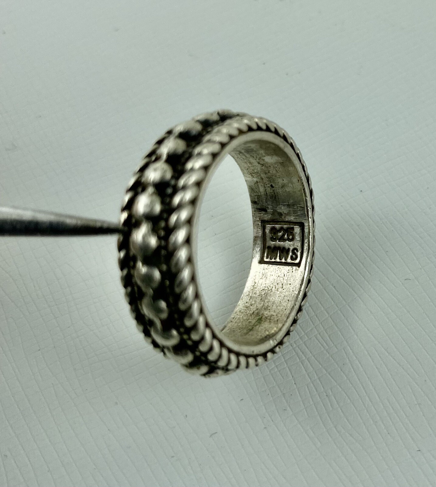 Vintage Sterlimg 925 Solid Silver Ring 6size Dot Art Wide Band Signed ...