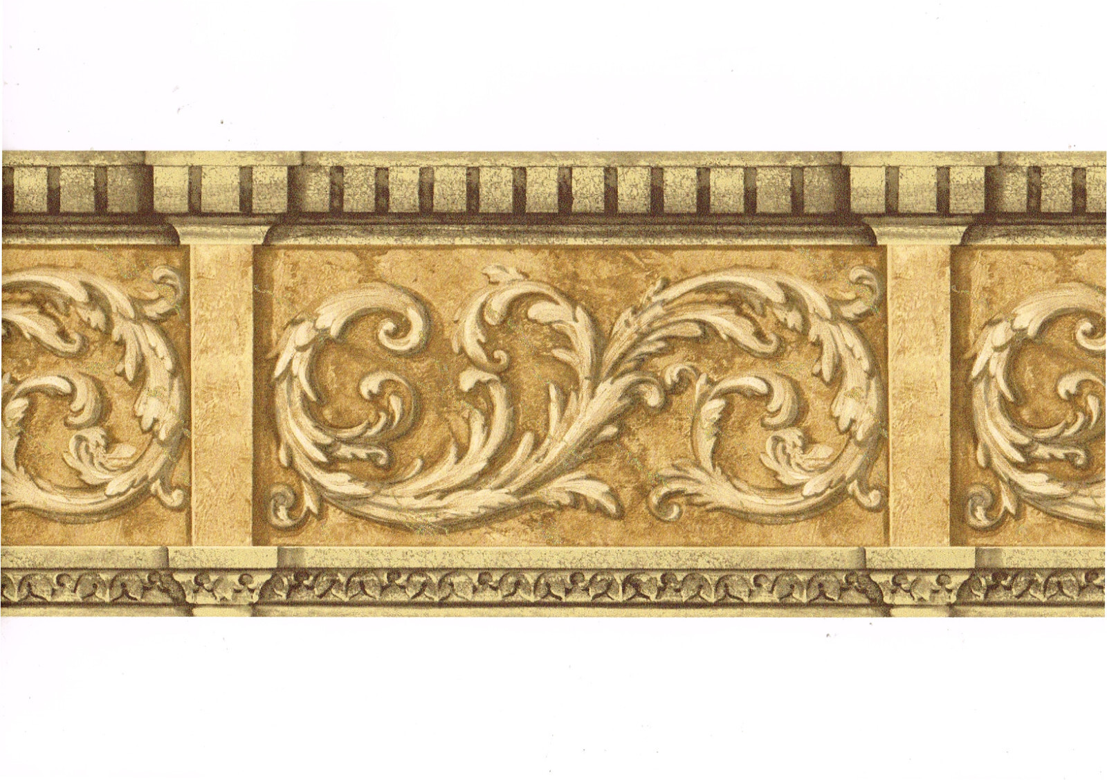 Architectural Gold Golden Tan Acanthus Leaf Scroll Molding Wallpaper ...