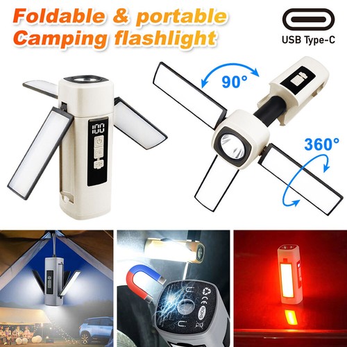 Rechargeable Retractable Camping Light Portable LED Flashlight 360 ...