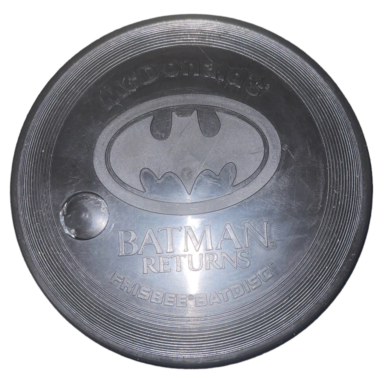 Vintage 1991 McDonalds BATMAN RETURNS MINI FRISBEE BAT DISC Drink Lid ...