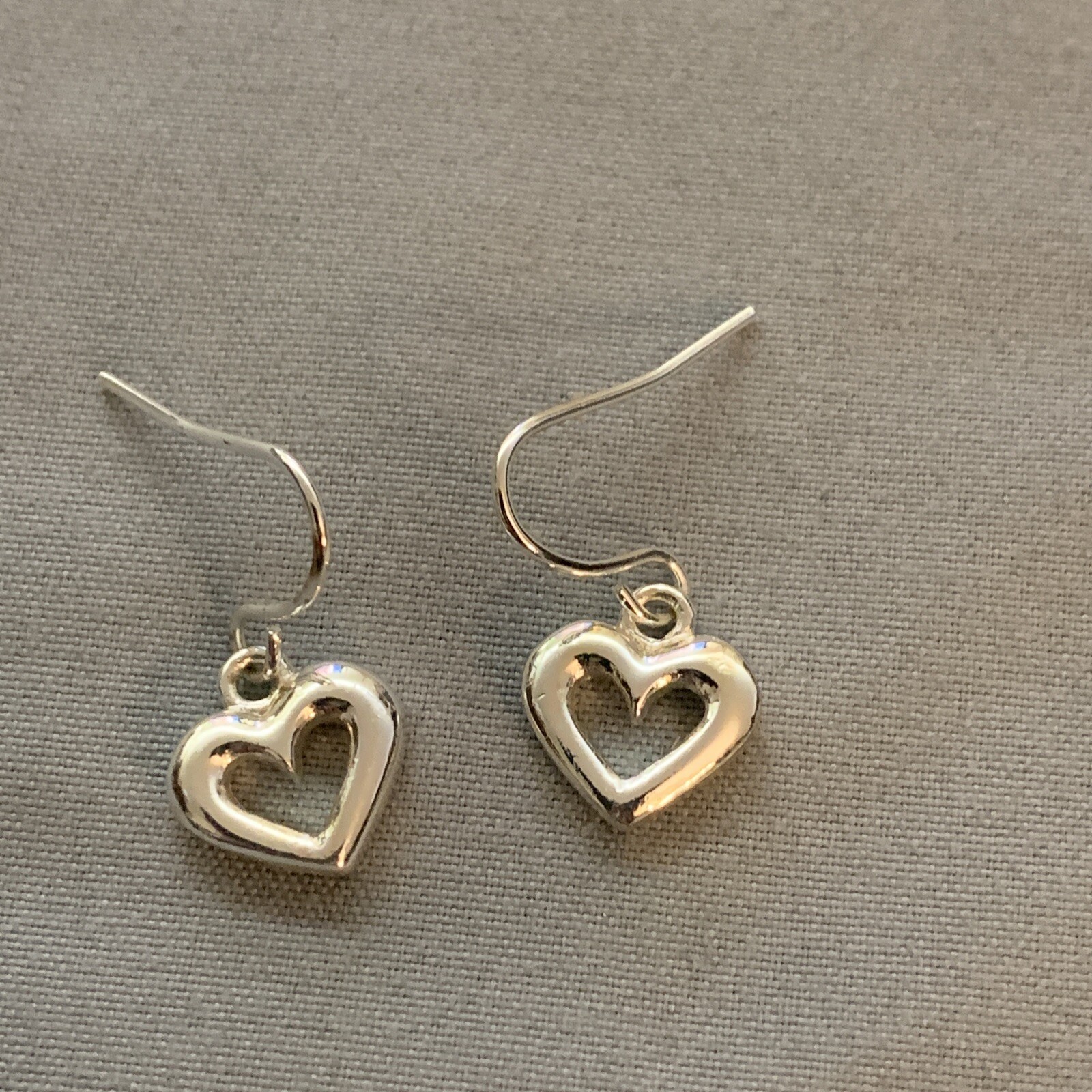 Heart Earrings Joined Valentine Silver Tone Drop Dangle Earrings | eBay