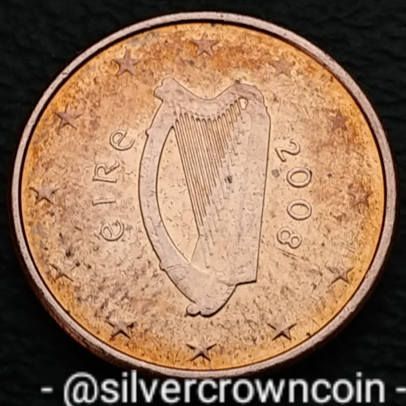 Ireland 🇮🇪 Eire 🇪🇺 1 Euro Cent 2008. KM#32. One Penny coin. Irish Harp ...