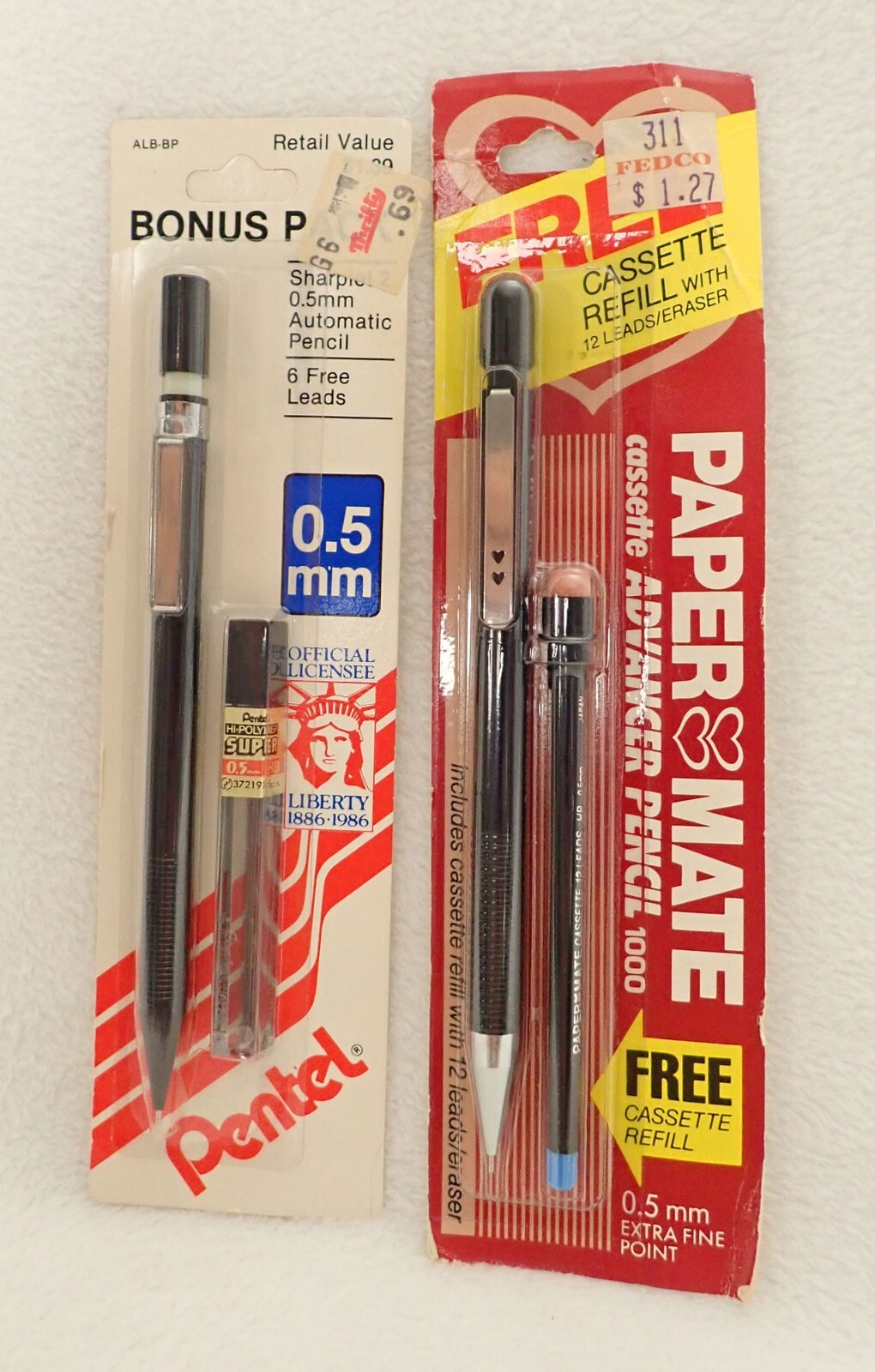 2 Mechanical Pencils .5 mm Vintage Pentel w/ Lead & Parker 1000 w ...