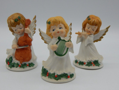 Vtg 1989 Lefton #01301 Christmas Angels Playing Instruments Cello ...