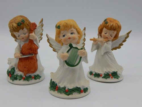 Vtg 1989 Lefton #01301 Christmas Angels Playing Instruments Cello ...