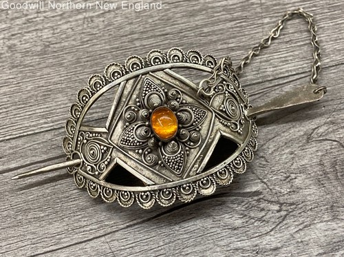 Unmarked Tests Sterling Silver Stick Barrette Southwestern Orange Stone ...