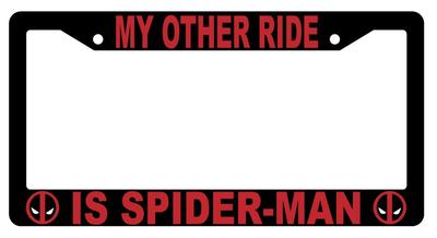 Black My Other Ride Is Spider-Man License Plate Frame Auto Accessory ...