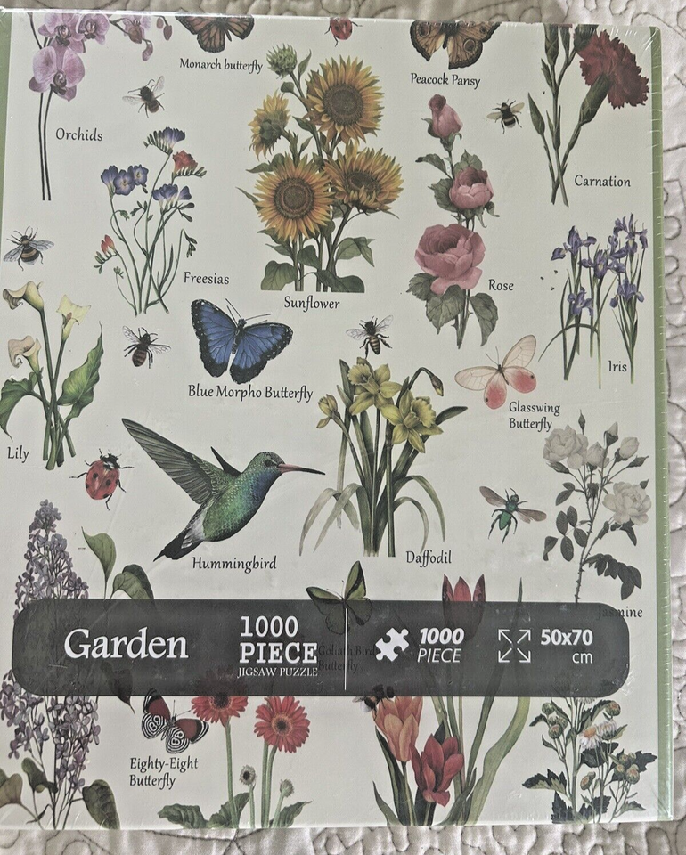 Vintage Flower Garden Puzzle 1000 Pieces Flowers and Birds 744110615708 ...