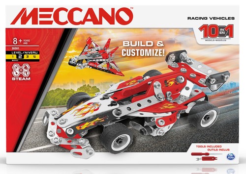 Meccano Multi Modèle De 10 - Véhicules De Course Metal Kit 6060104 ...