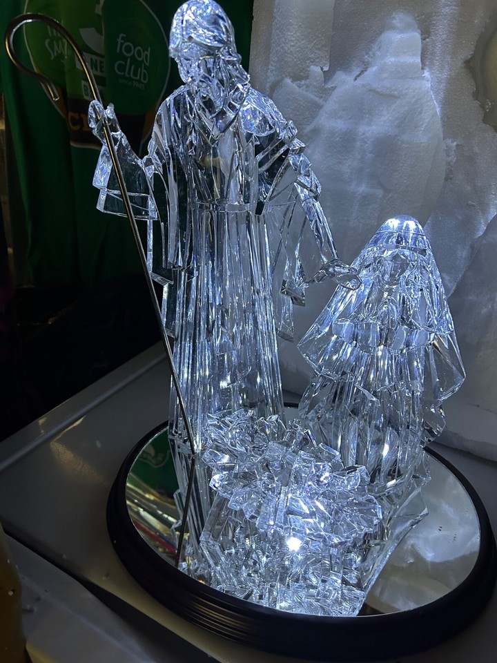 Illuminated Holy Family Ice Crystal Sculpture Acrylic Figures COMPLETE ...