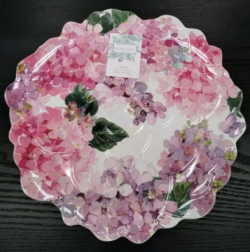 Shabby Chic 2 PINK HYDRANGEA DINNER PLATES SCALLOPED Charger Melamine ...