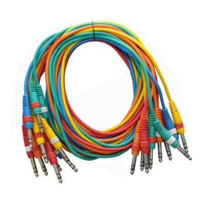 10 Pack of 5 Foot Multi Color 1/4 Inch TRS Patch Cables PA/DJ Jumper ...