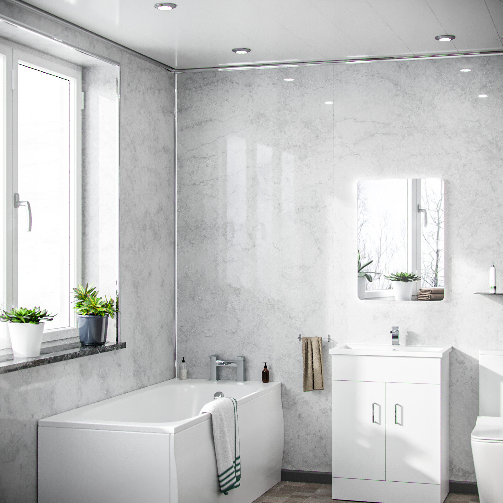 Grey Marble Cladding Modern PVC Panels Shower Wet Wall 2400x1000x10mm ...
