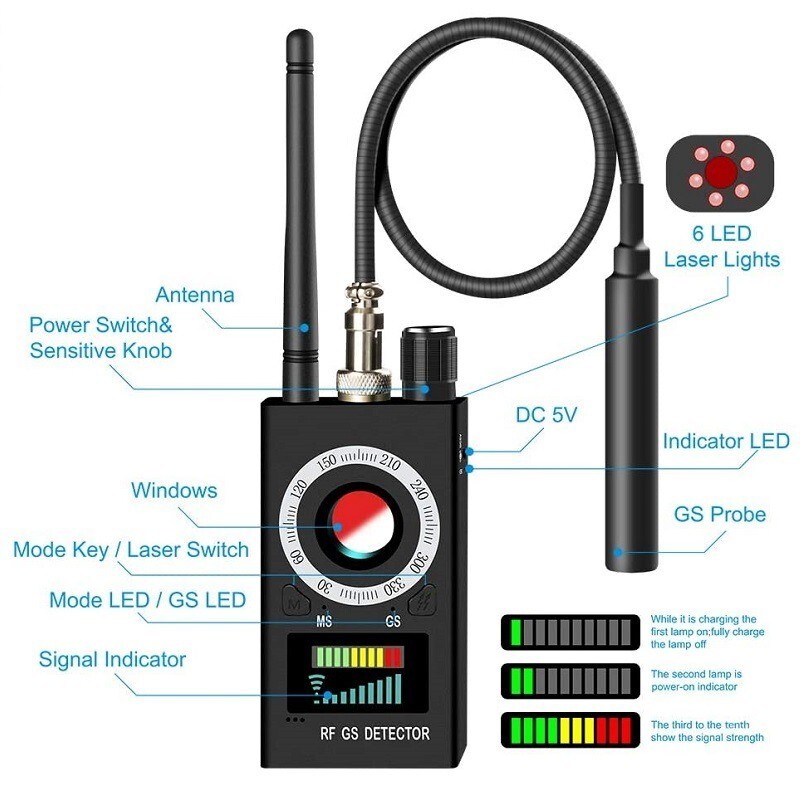 Anti Spy Hidden Camera Detector, Bug Detector, GPS Detector, RF Signal ...