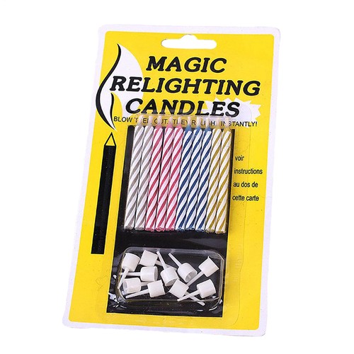 Magic Trick Relighting Candle, 10 Birthday Candles Fun Prank Kit Cake ...