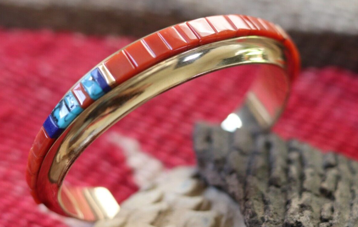 Vintage VICTOR BECK SR 14k GOLD CUFF bracelet MULTI S… - Gem