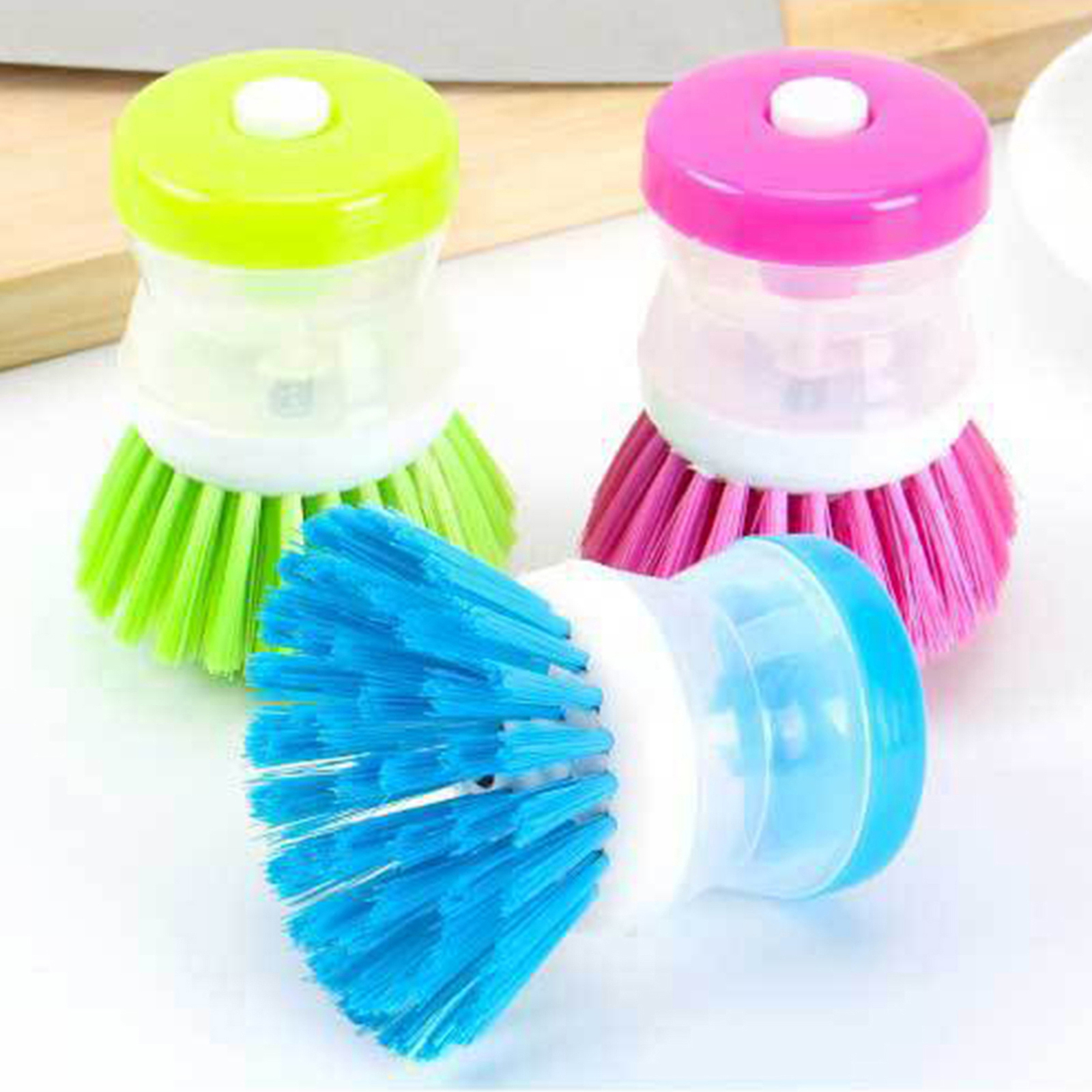 Pot Brush Labor-saving Deep Clean Press-on Add Liquid Dishwashing Brush Pot | eBay
