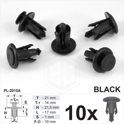 10x 10mm Dia Black Plastic Car Push Pin Rivet Fasteners Trim Clips ...