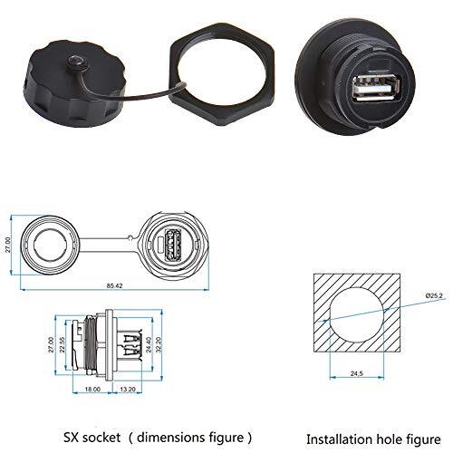 5PCS USB2.0 Panel Mount Connector, IP67 Waterproof Outdoor USB Plug ...
