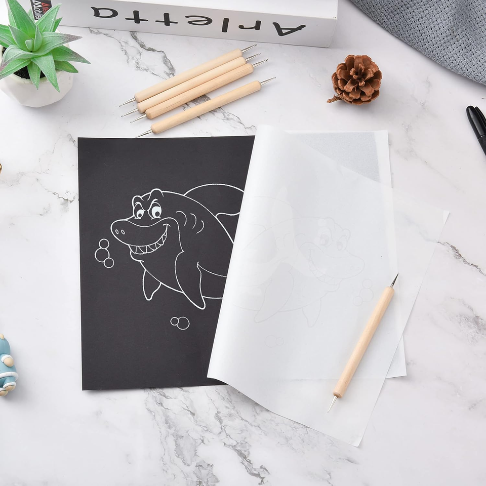 50 Sheets Carbon Paper Graphite Paper White Carbon Transfer (8.5 x 11.5 ...