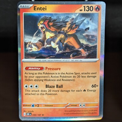 Entei 030/197 NM Holo Obsidian Flames Pokemon Card 30/197 majestic ...