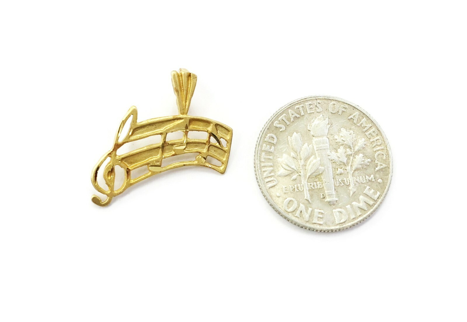 14K Yellow Gold Music Notes Musical Charm Necklace Pe… - Gem