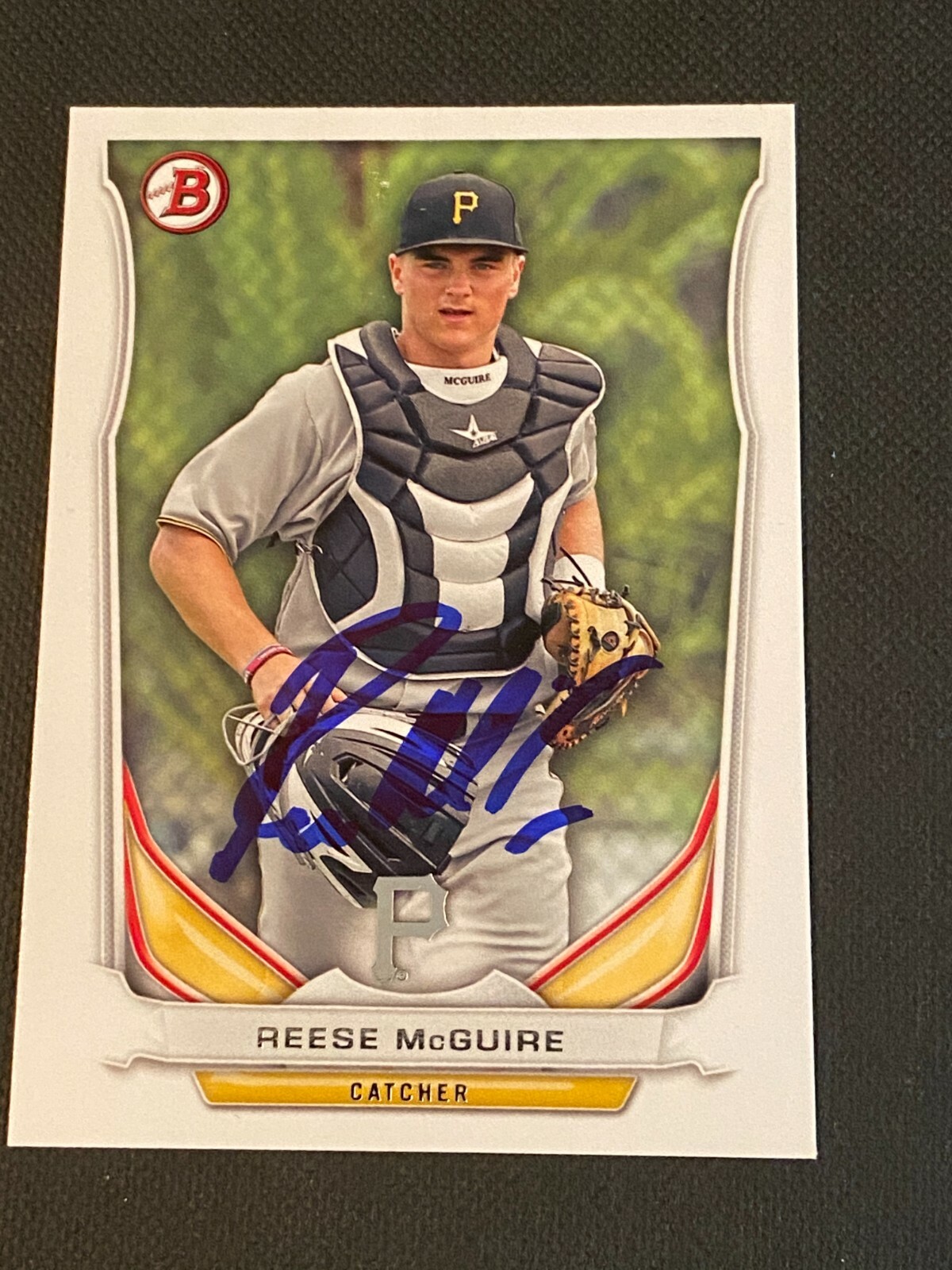 Reese McGuire Signed 2014 Bowman Top Prospects Card Auto Pirates ...