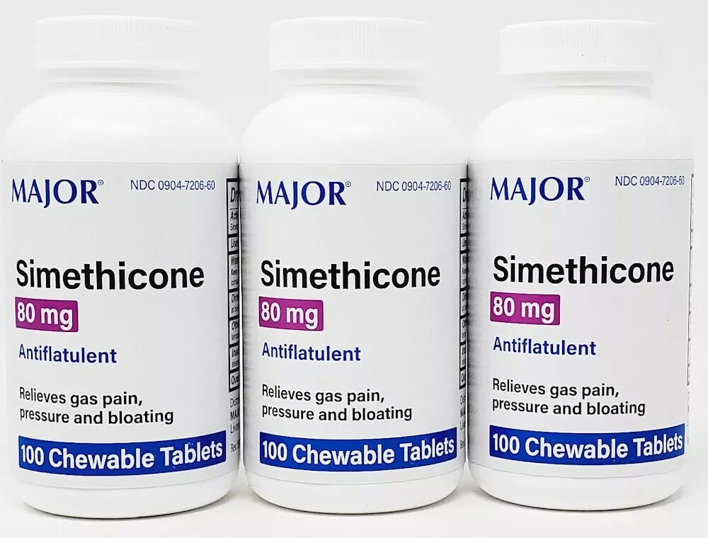 Major Simethicone 80mg - 100 Chewable Mint Tablets for Gas | Exp 7-2026 ...