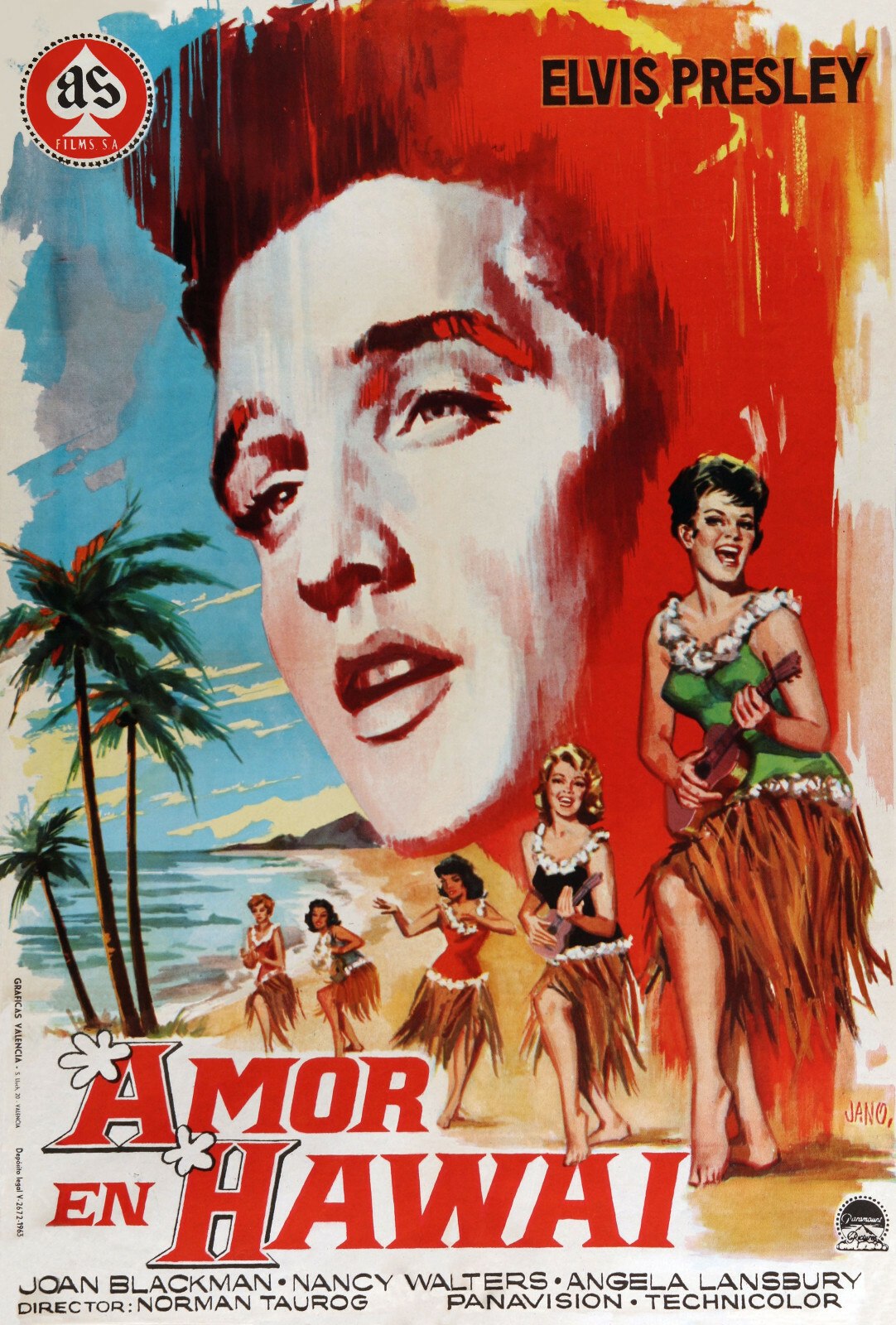 BLUE HAWAII POSTER ELVIS PRESLEY JOAN BLACKMAN ANGELA LANSBURY NANCY ...