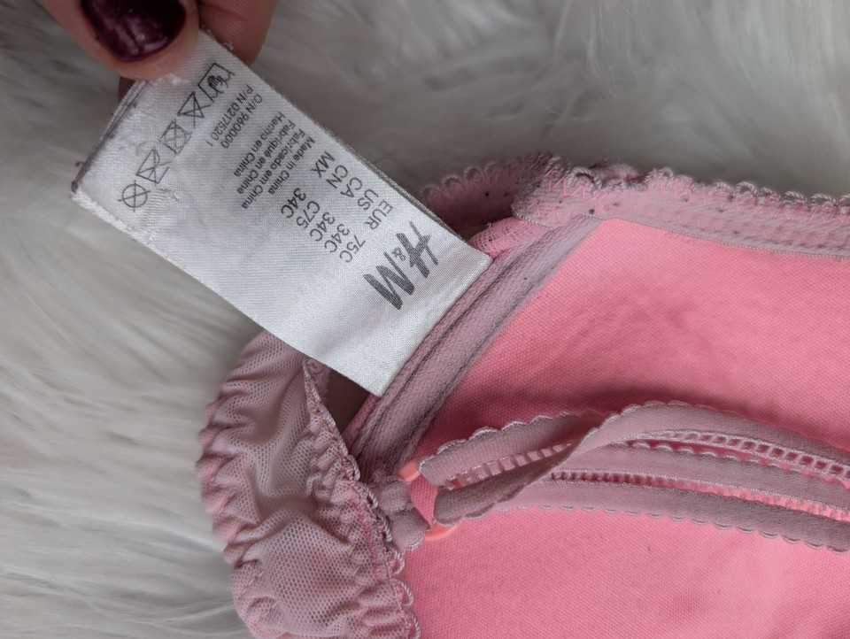 &M Pink Lace Push-Up Bra - Size 34C / 75C | eBay UK