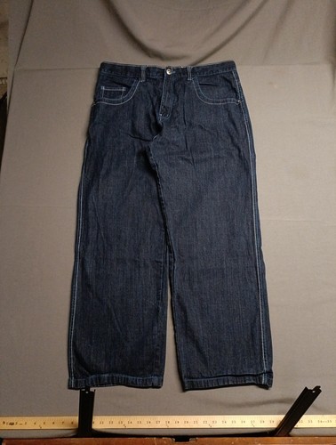 Dodeca Jeans Mens 40x32 Y2K Baggy Wide Leg Hip Hop Embroidered Dark ...